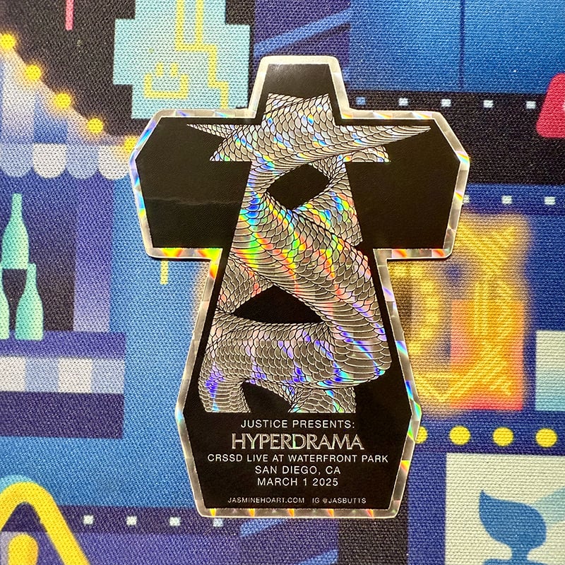 Hyperdrama Tour San Diego Cross - Prismatic Vinyl Sticker | jasbutts