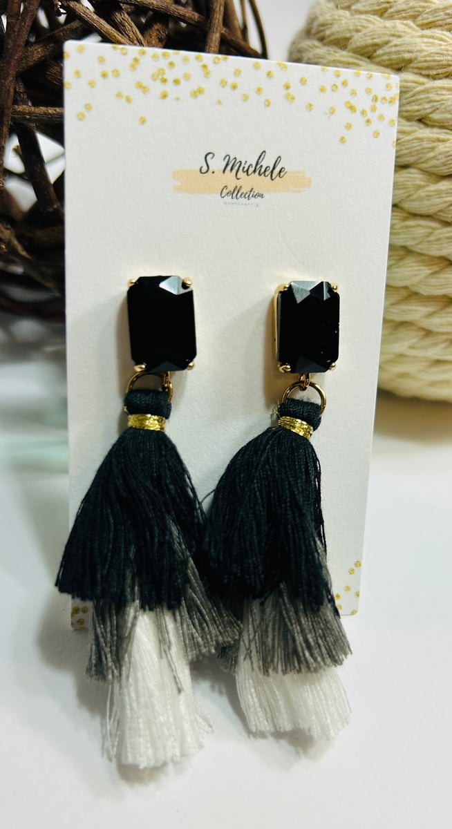 Midnight Gem Tiered Tassel Drop Earrings | S. Michele Collection
