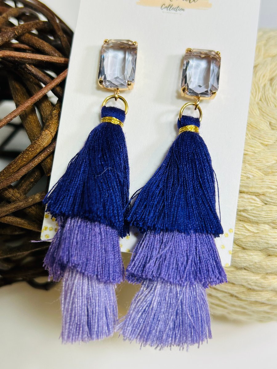 Royal Purple Gem Tiered Tassel Drop Earrings | S. Michele Collection