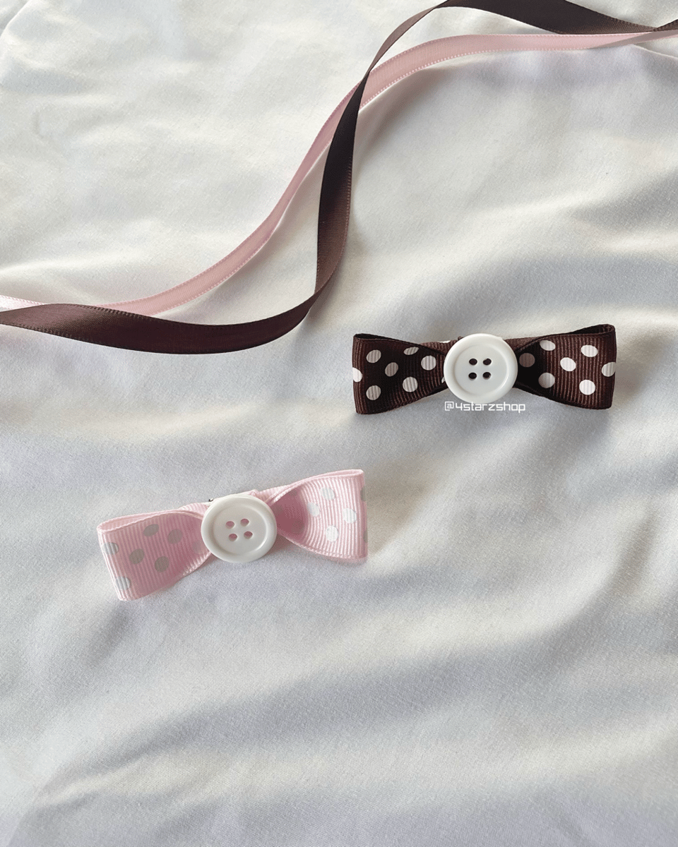 polka dot button bow pins | 4starzshop