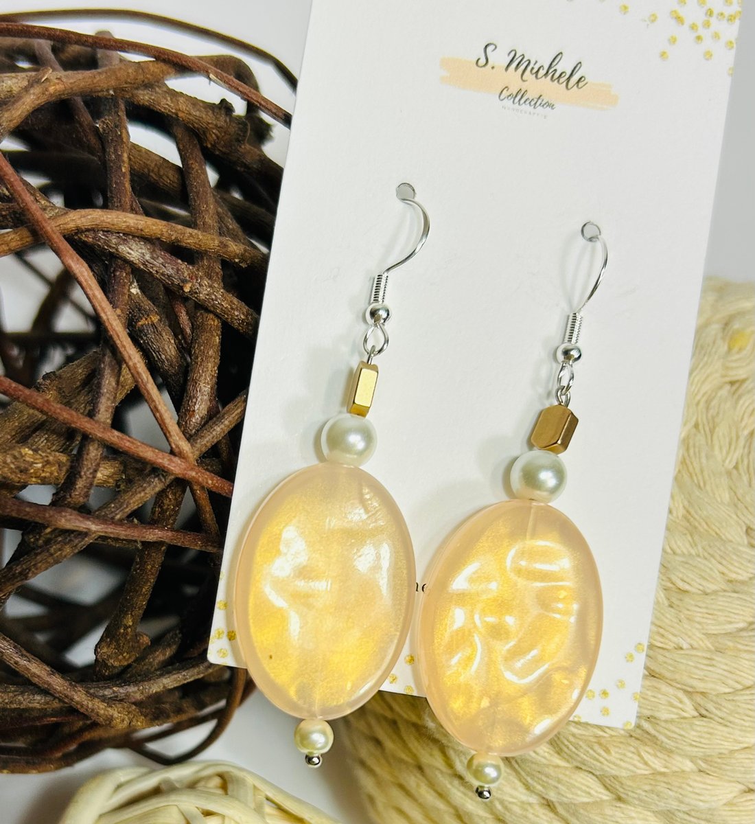 Golden Tan Oval Earrings | S. Michele Collection