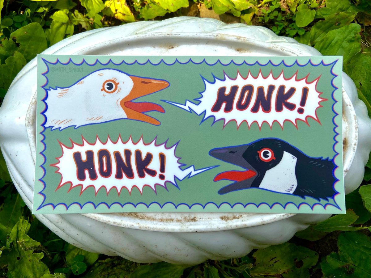 Honk! Honk! Geese Bumper Sticker | Mothsprout Art