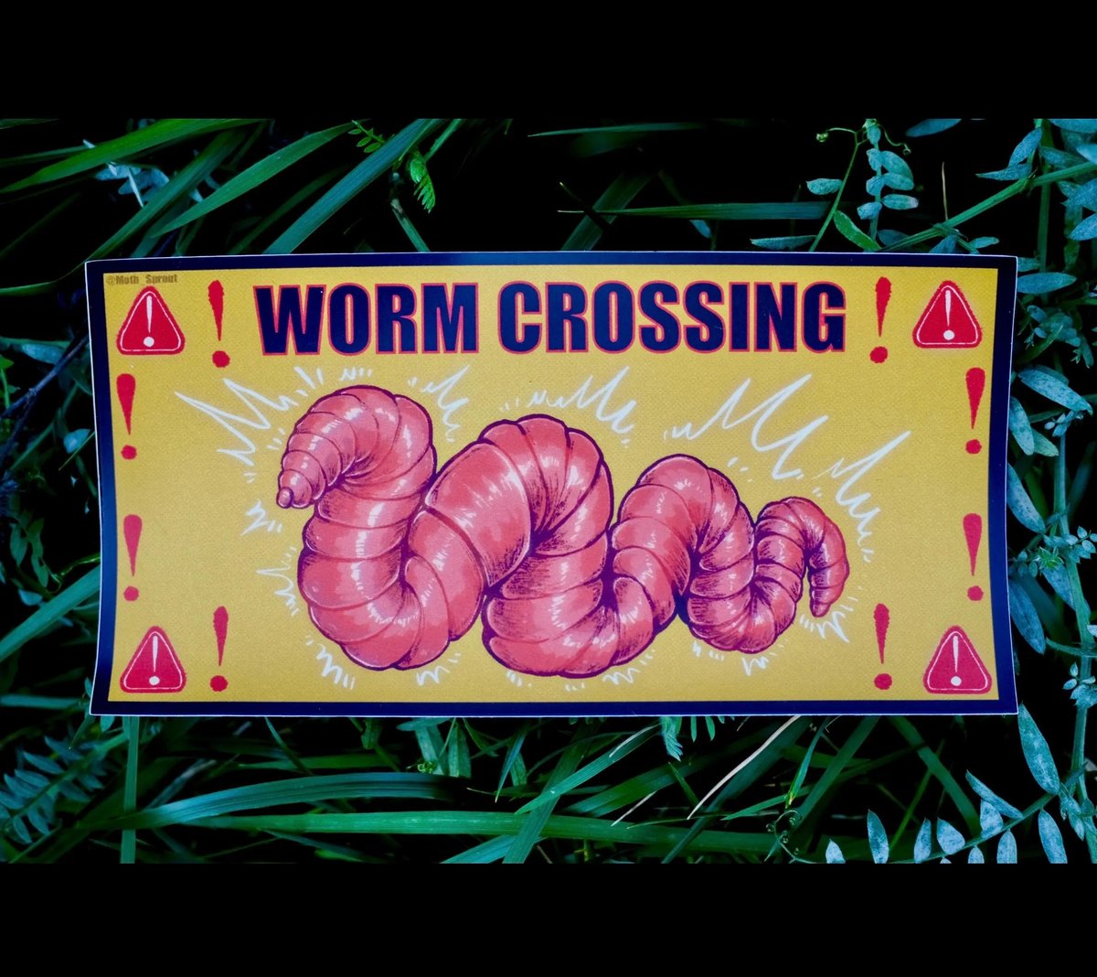 WORM CROSSING Bumper Sticker | Mothsprout Art