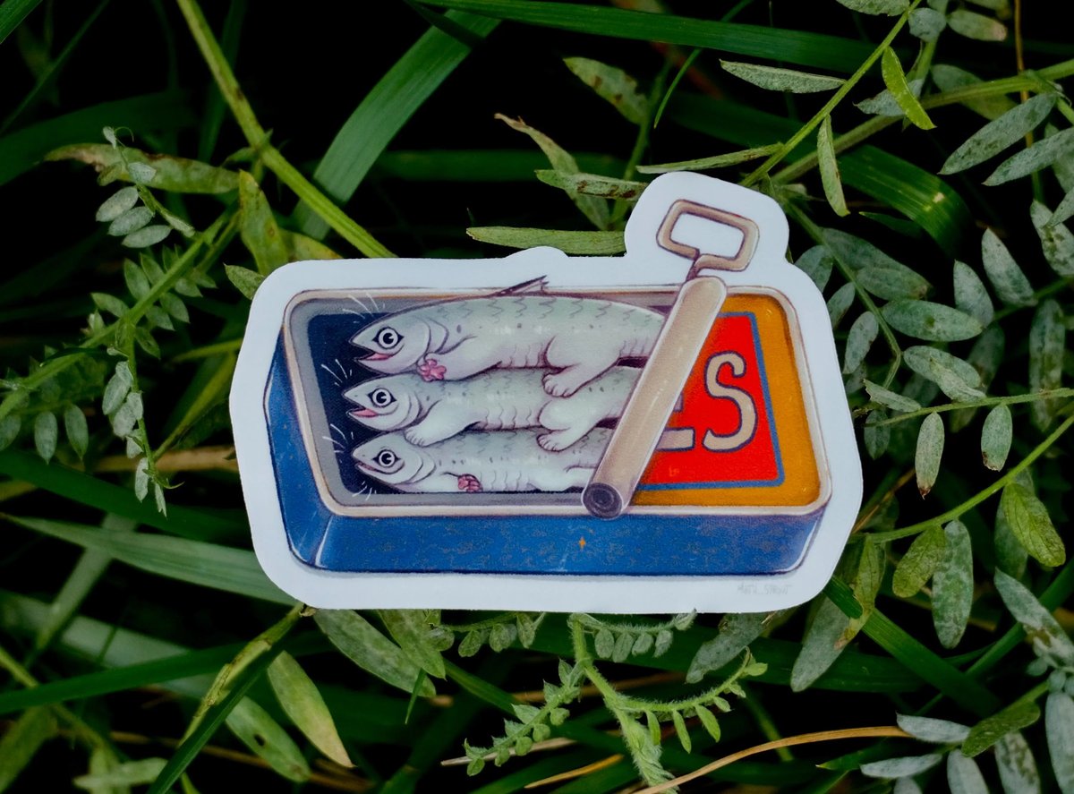 Sardines with Paws Sticker | Mothsprout Art