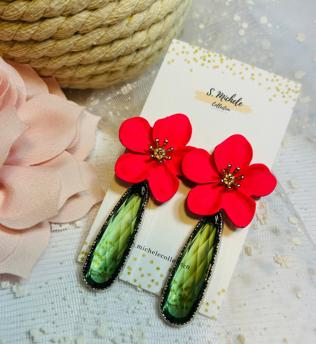 Hot Pink Flower Drop Earrings | S. Michele Collection