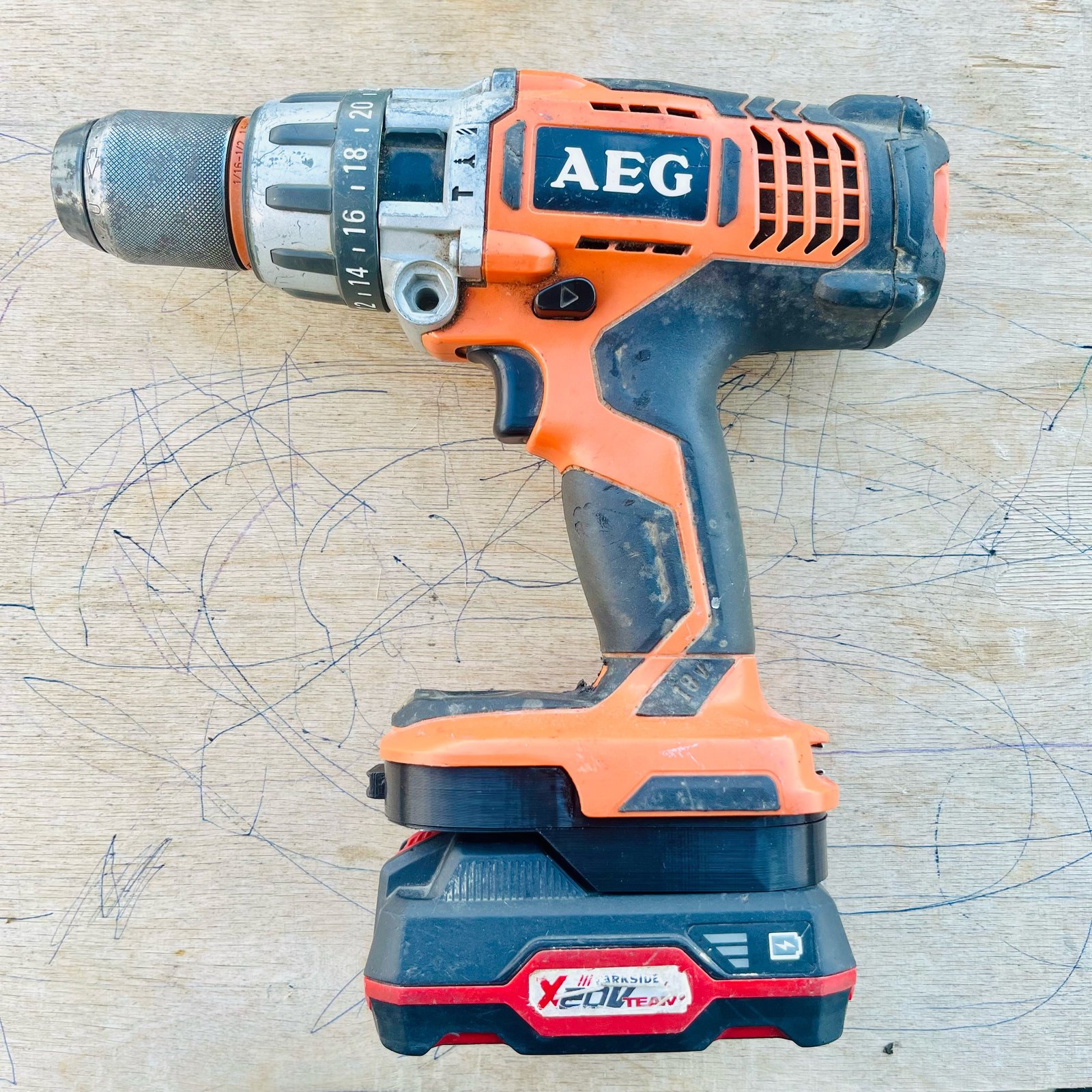 AEG RIDGID WURTH Adapter To parkside LIDL 20v Battery | mariomaker