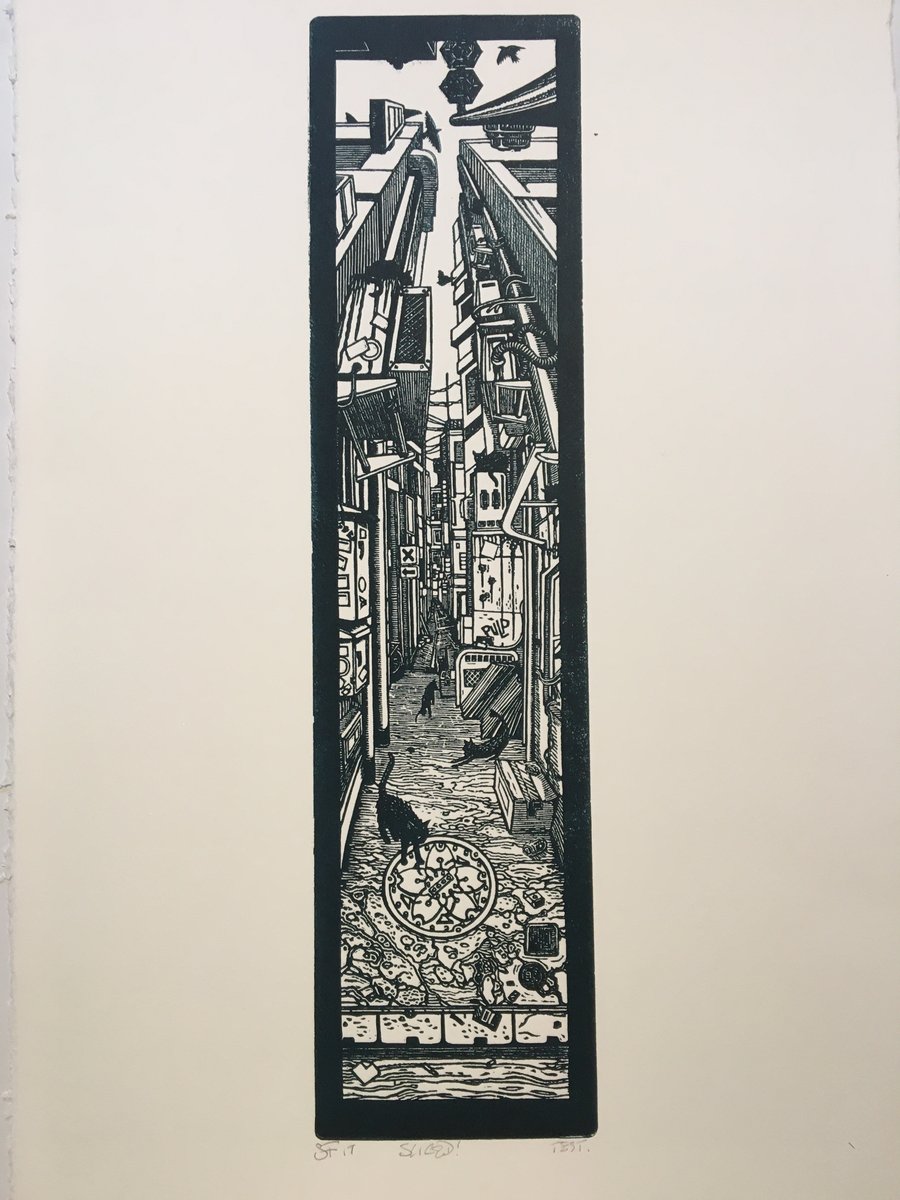 Sliced! Monotone Test Print | Simon Fowler Artist Printmaker
