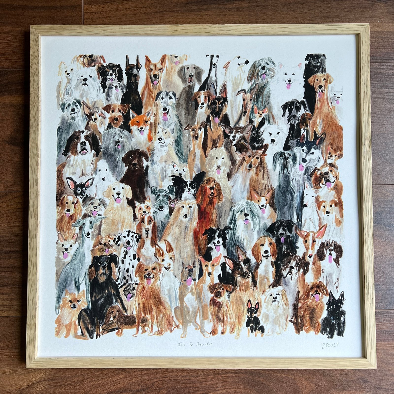 Fox & Hounds - 50x50cm Giclee print | Jenny Bloomfield Illustration