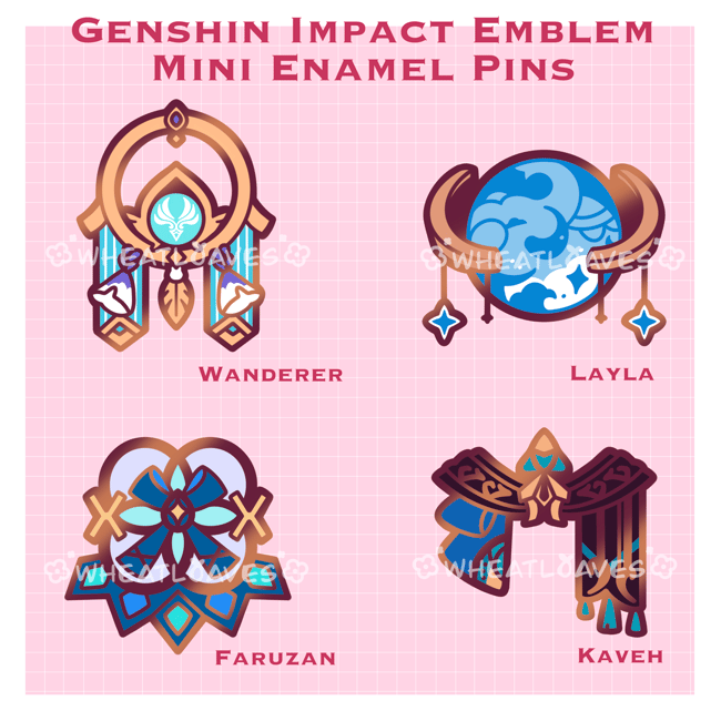 [LAST CHANCE] Genshin Impact Emblem Mini Enamel Pins Vol 6 | Wheatloaves