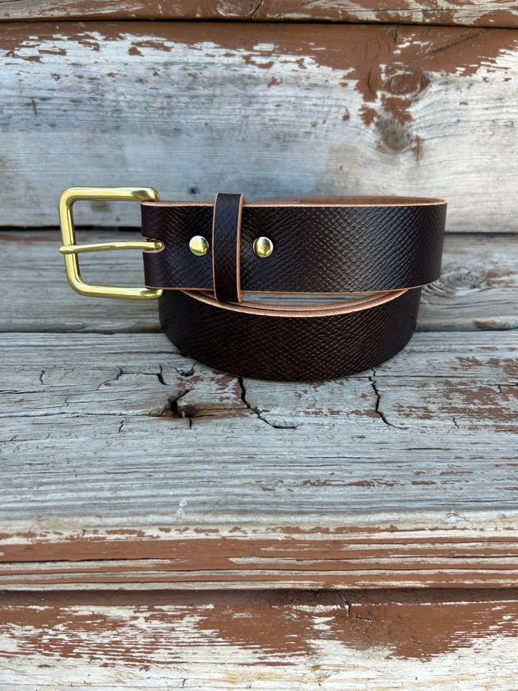 Horween Leather Belt - Dark Brown Winchester Hatch Grain Veg Tan - 1.5 ...
