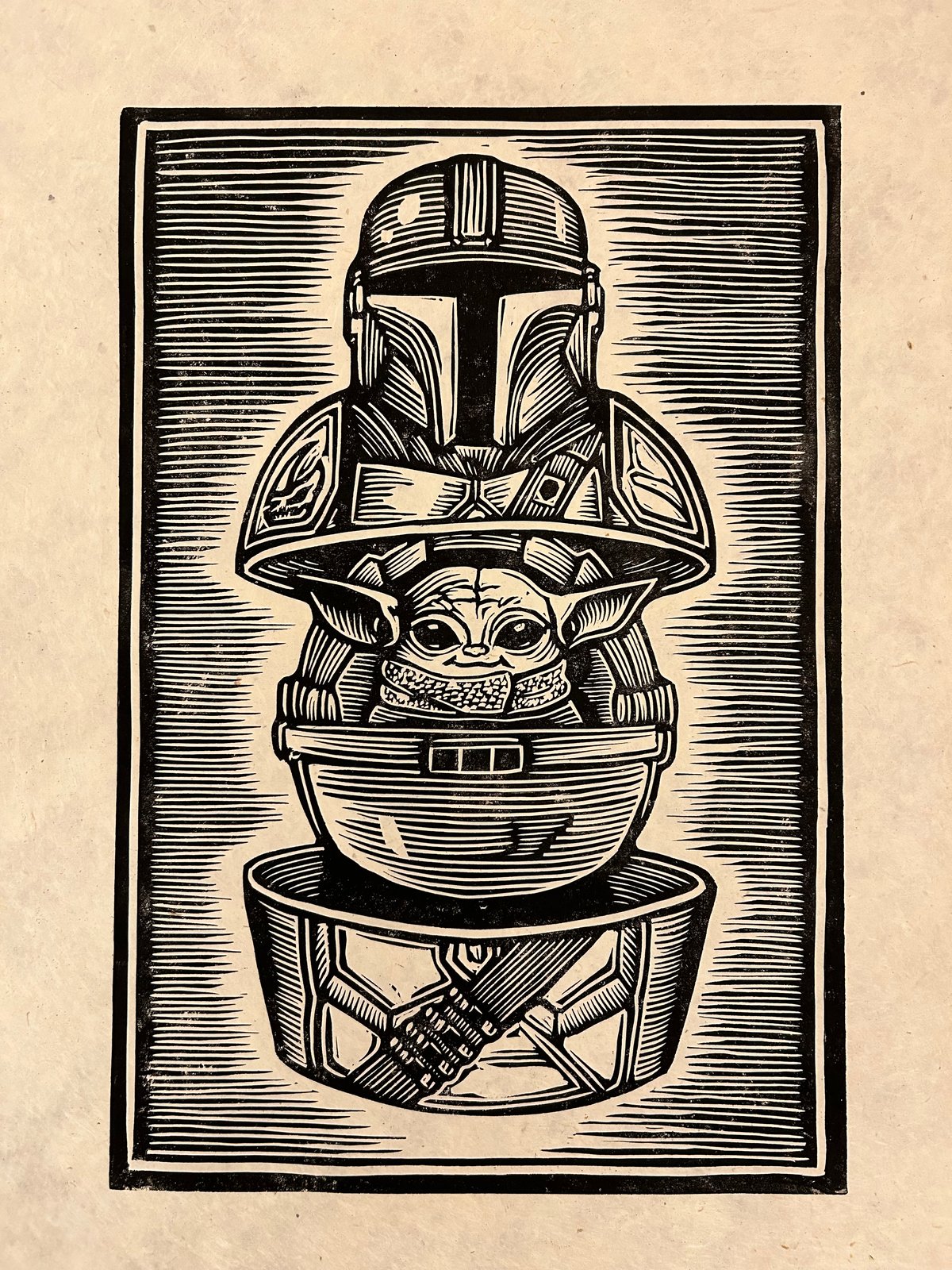 Mandalorian Nesting Doll Block Print | Brian Reedy
