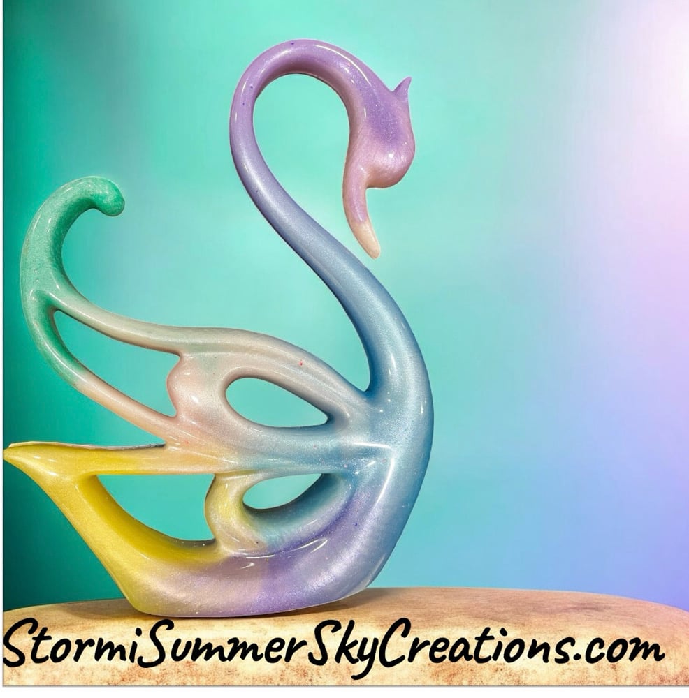 Pastel multi colored Swan | Stormi Summer Sky Creations and Art