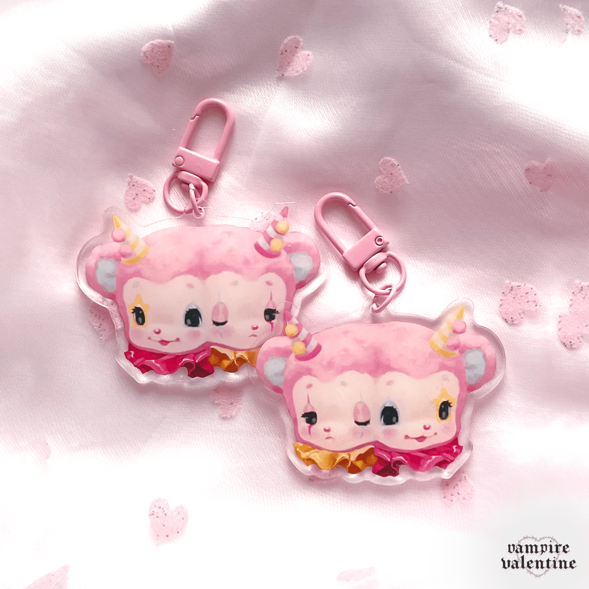 Strange Sweeties Two Faced Circus Clown Bear 2.5" Acrylic Charm ...