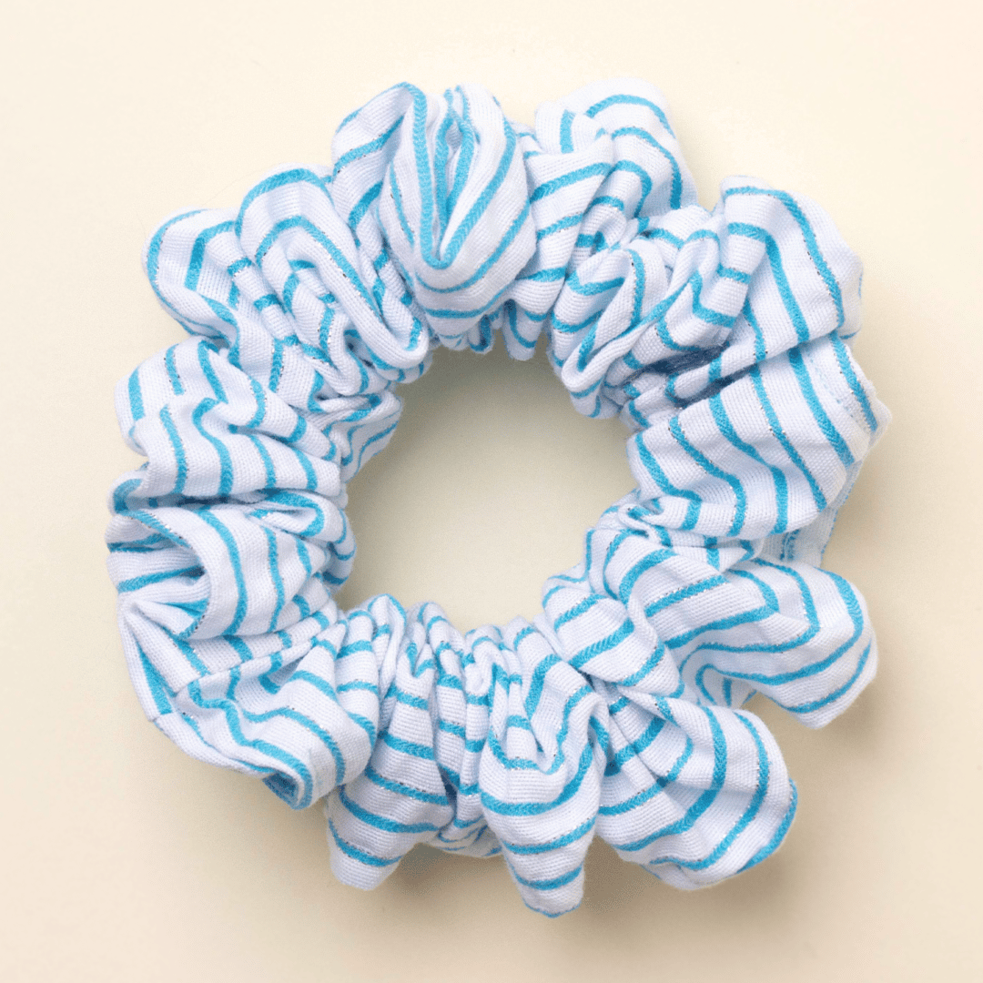 Aqua Sparkle Stripes | Scrunchy Cat