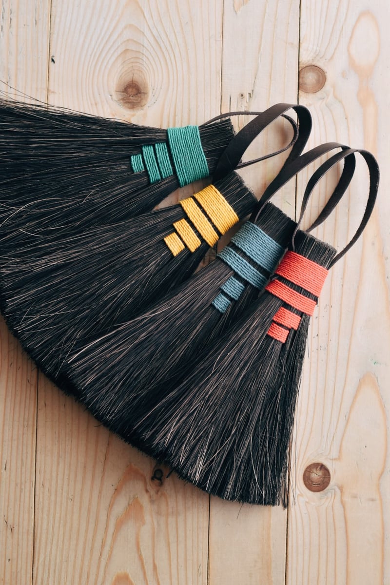Arenga fibre hand brush broom with hemp and leather | Bec Wild ...