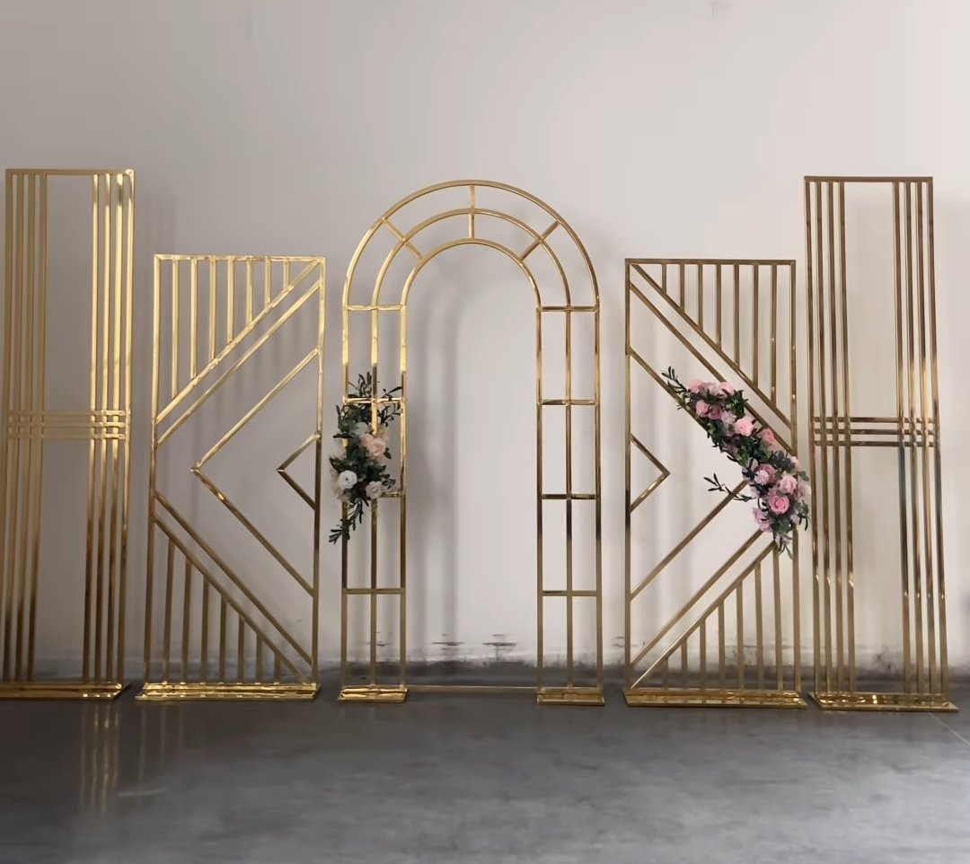 Kunakeys Luxury Decor & Party Rentals — Backdrop set gold stainless ...