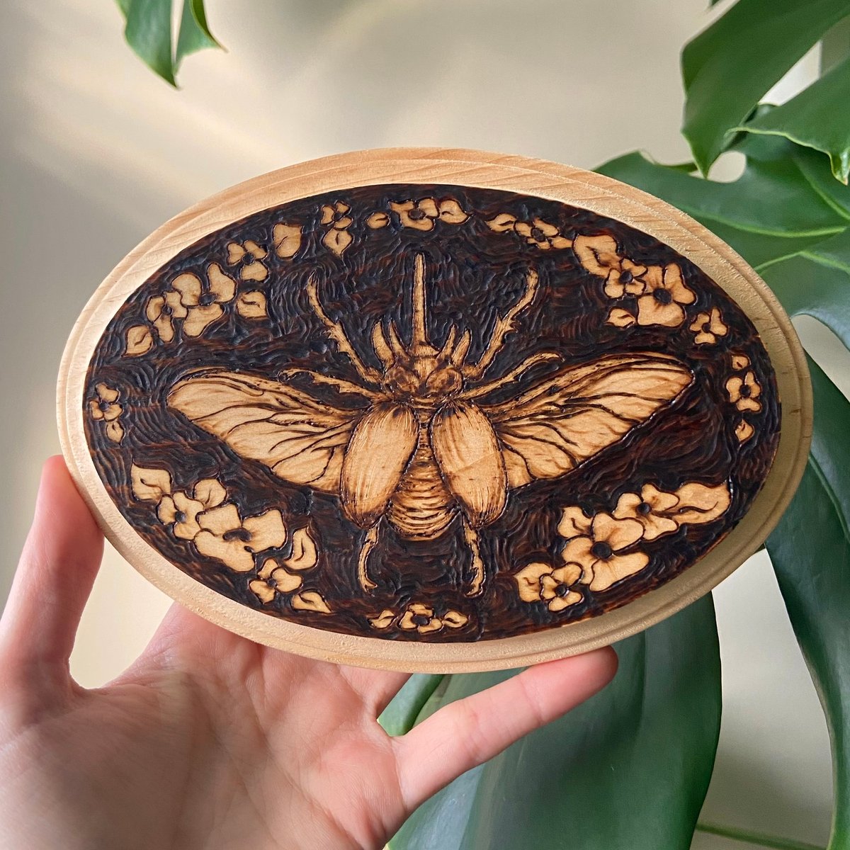 Beetle Wood Burn Wall Art | Kate Ammann Art