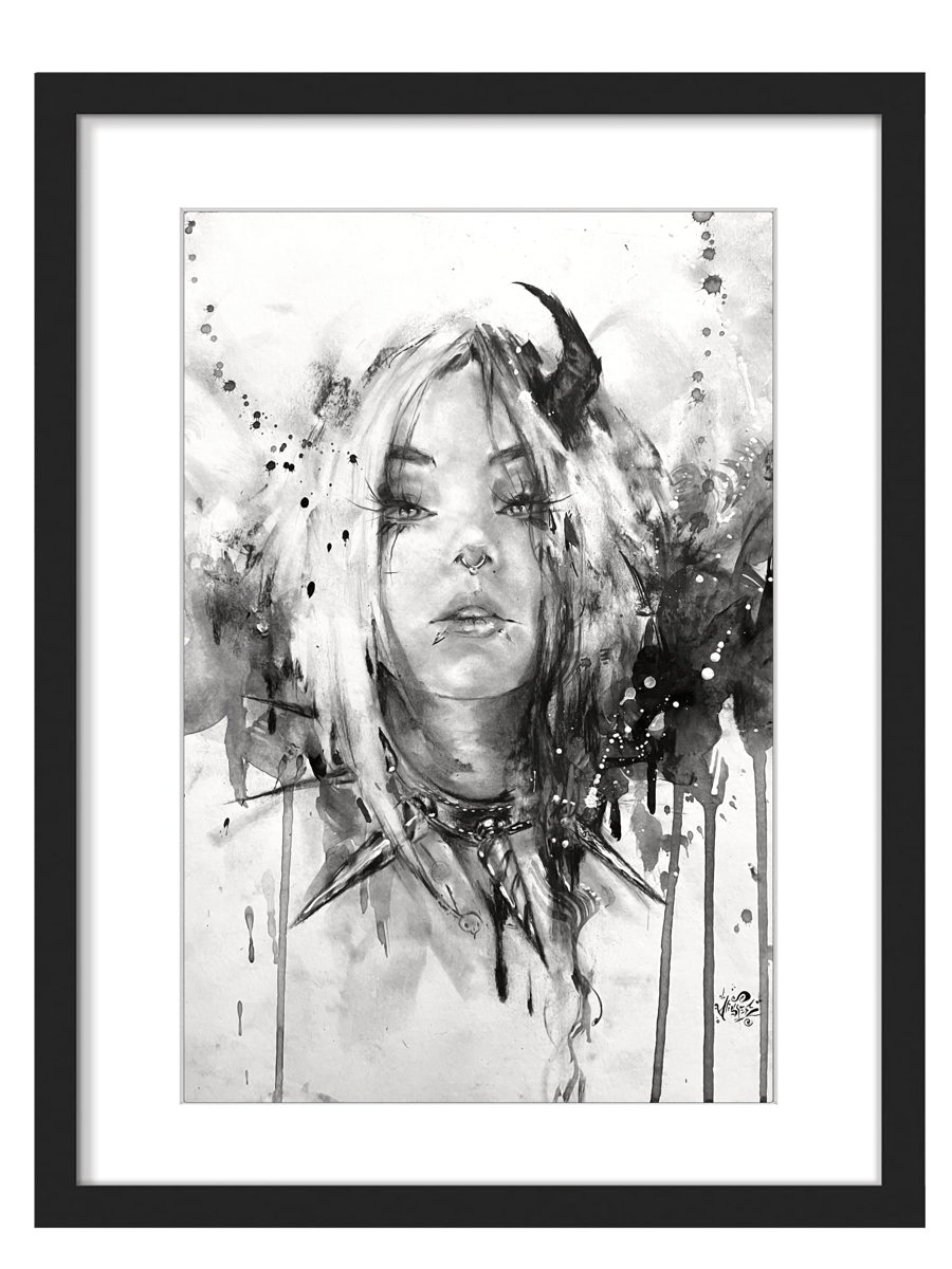 Framed "Fallen Angel" Original Charcoal Drawing | The Machinist Factory