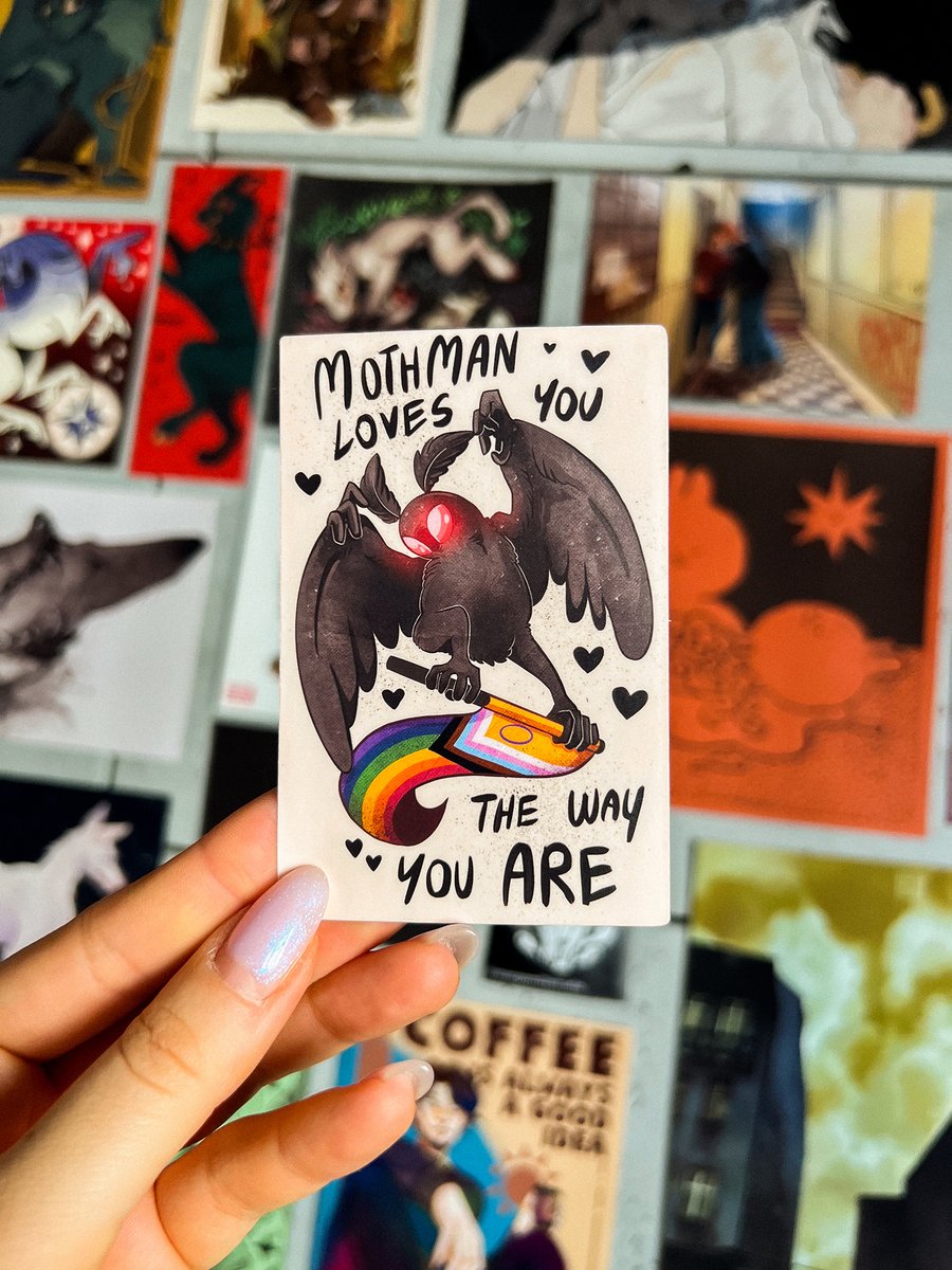 Mothman Loves You The Way You Are | Mothman Sticker | mangomilkstudio