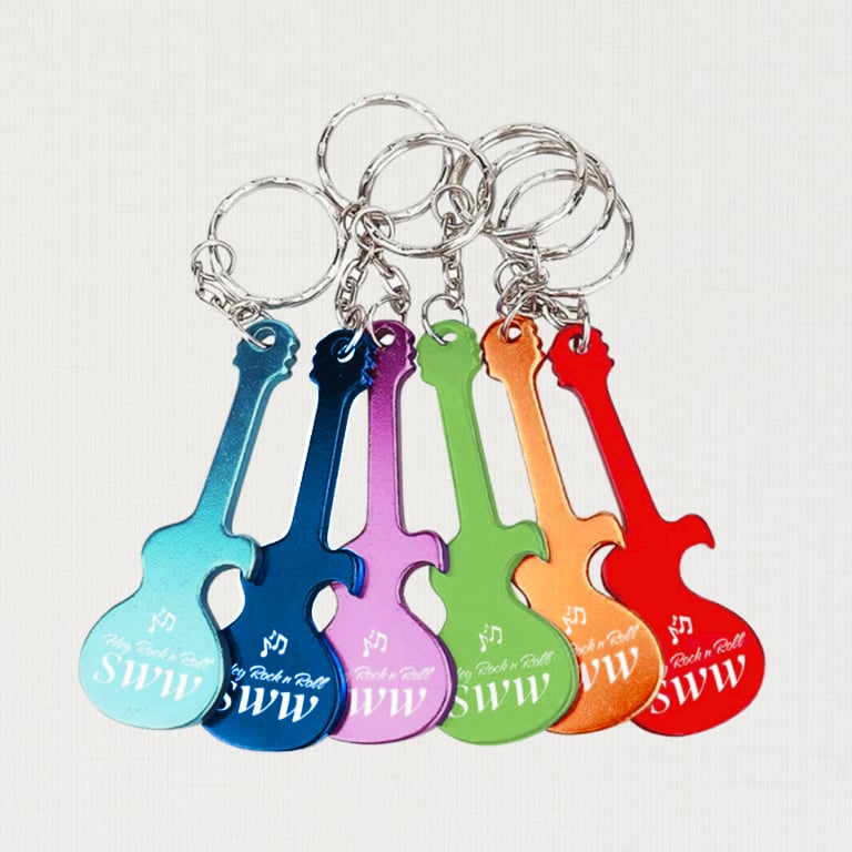 Rock & Roll Bottle Opener Guitar Keyring | Showaddywaddy