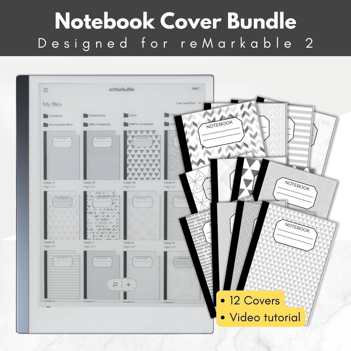 Notebook Cover Bundle, Template for reMarkable 2 | Smart Planner Templates