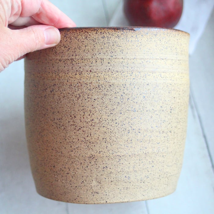 Large Rustic Utensil Holder with Raw Stone Texture, Handcrafted Kitchen ...