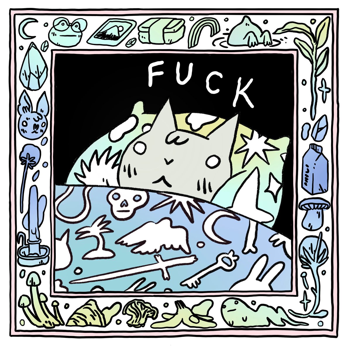 Cussing Cat in Bed Mini-Poster / Deth P. Sun