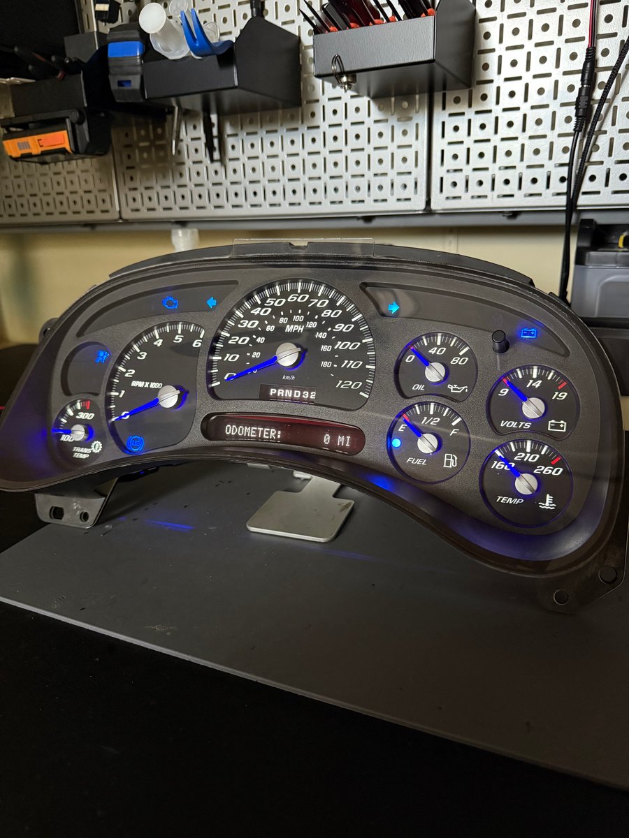 03-07 GM GAS Plug & Play Cluster – SS Style Overlay, White/Blue LEDs ...