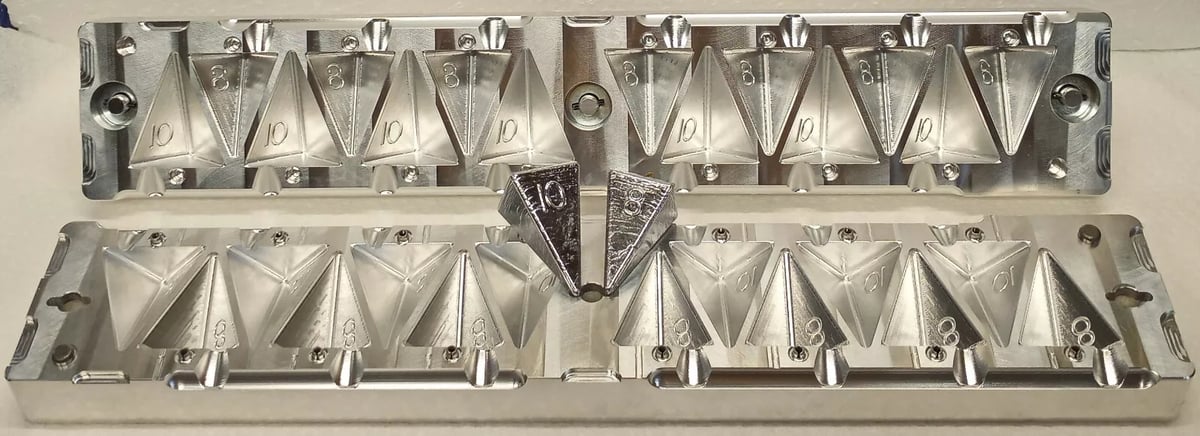 8 oz and 10 oz Combo Pyramid Sinker Production Mold ( 14 cavity ...
