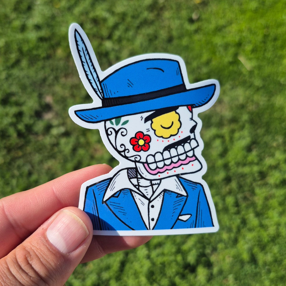 Pachuco Calavera Vinyl Sticker | Artwork by Jose Pulido