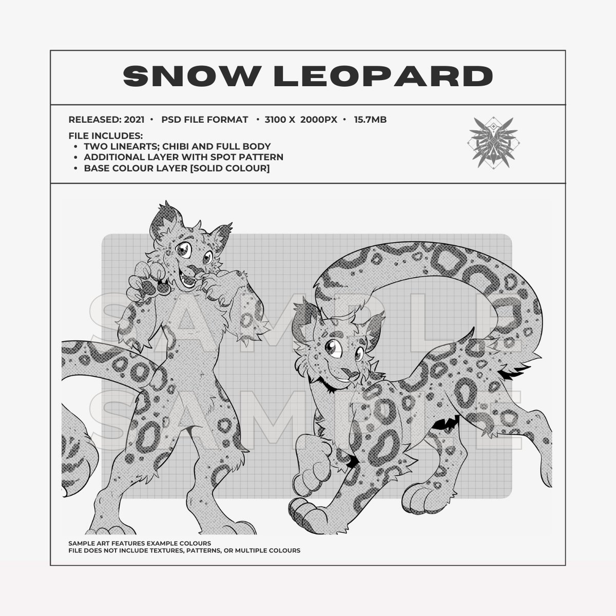 SNOW LEOPARD LINEART TEMPLATE | GODBIRDART
