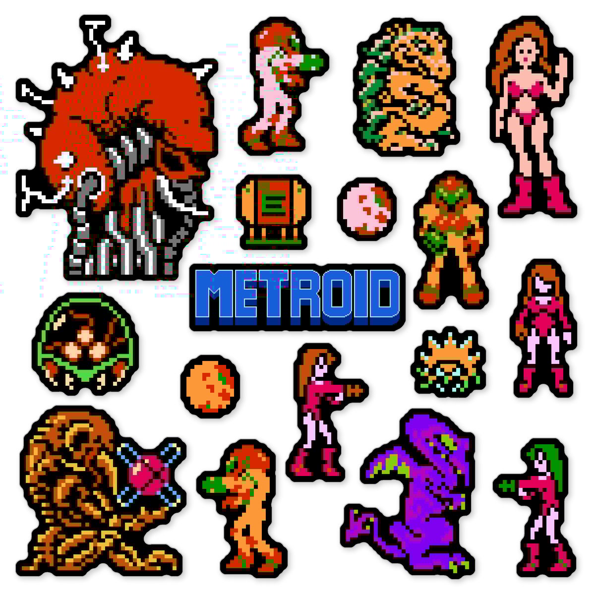 Metroid Sticker Set (17 Pieces) | SuperStickerClub.com | Video Game ...