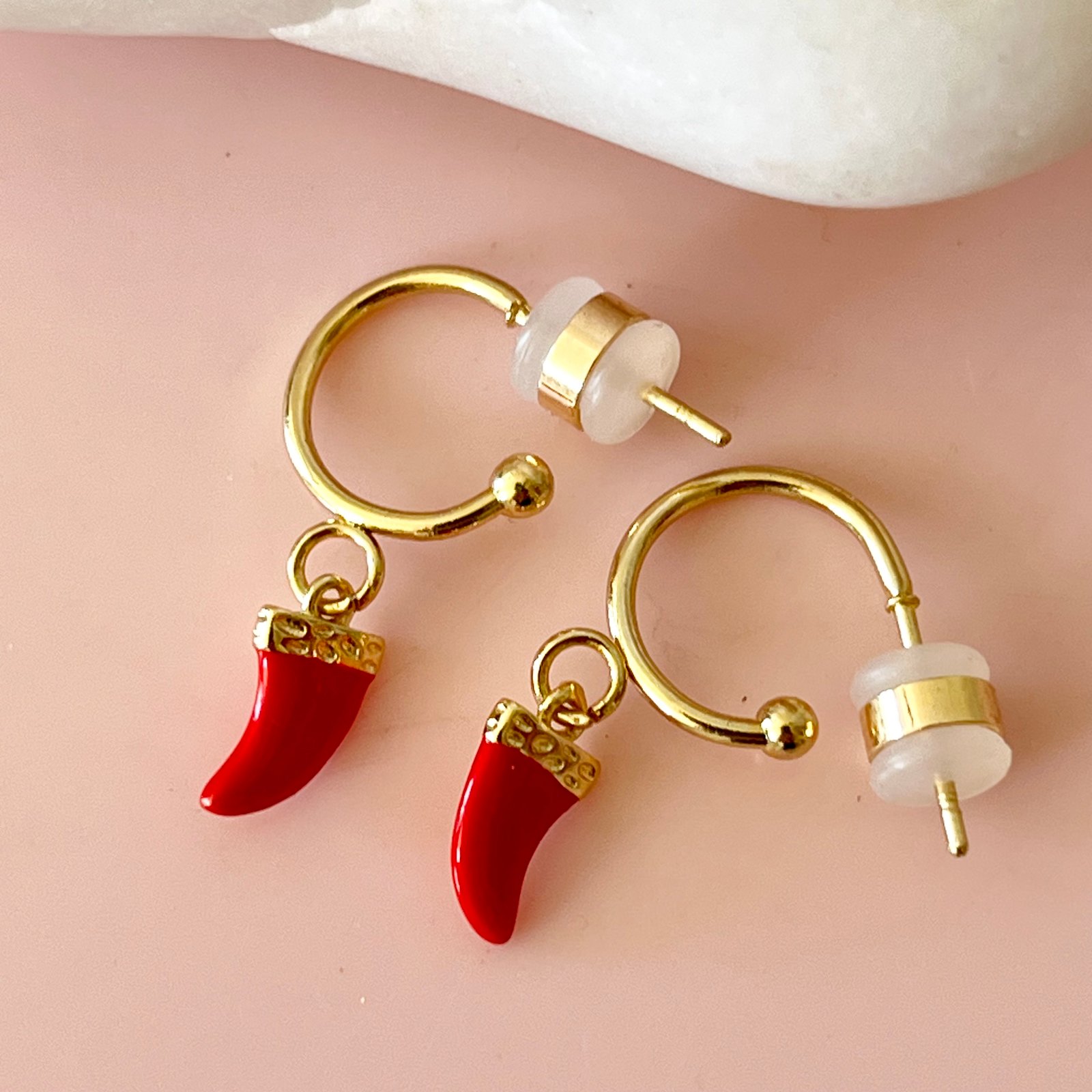 Mini Tusk Half Hoops - Red / Penny Foggo