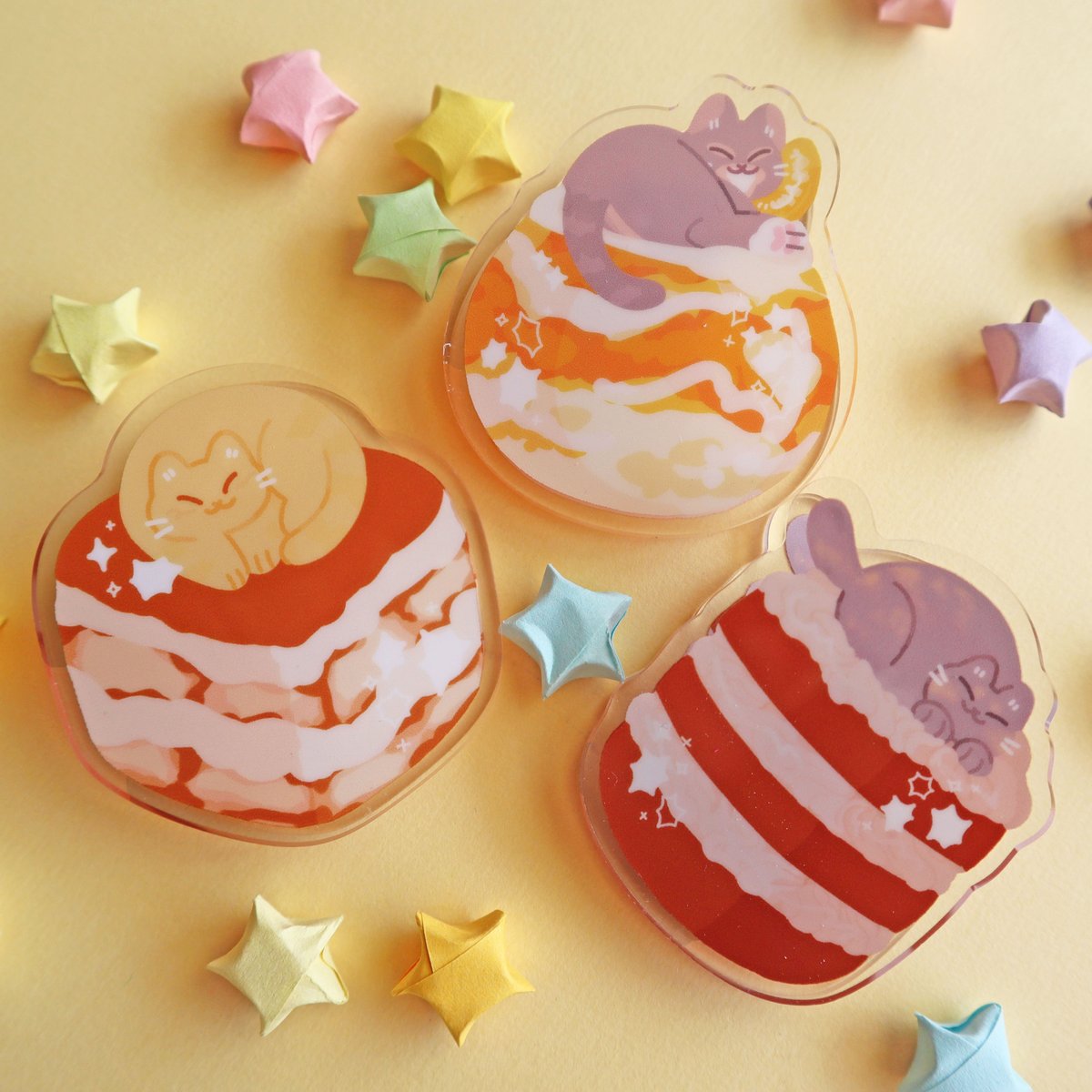 Dessert cats acrylic binder clips | tirameowsu