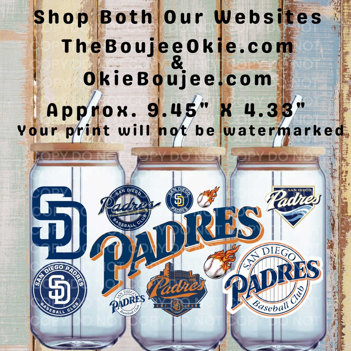 SD Padres Baseball Single Sided Uv Dtf Wrap 1011 | Okie Boujee