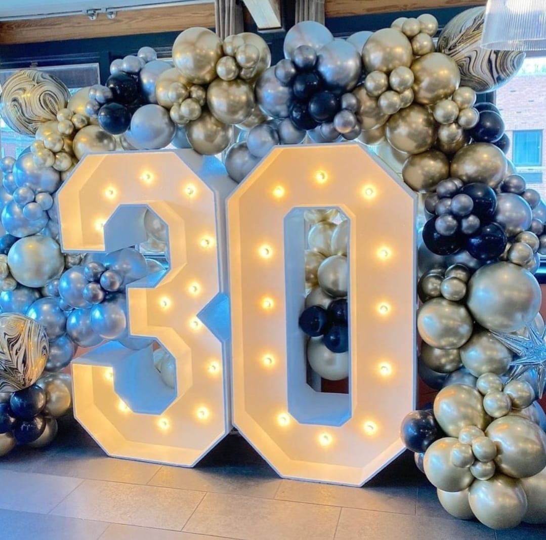 Marquee numbers 3 and 0 | BASH BALLOONS DECOR & RENTALS