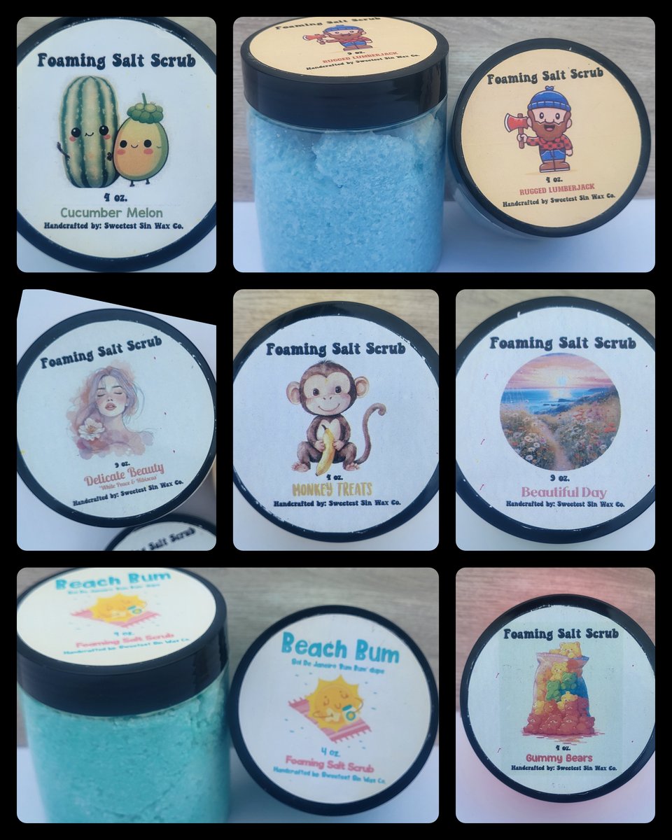 Foaming Salt Scrubs (more than pictured) | Sweetest Sin Wax Co