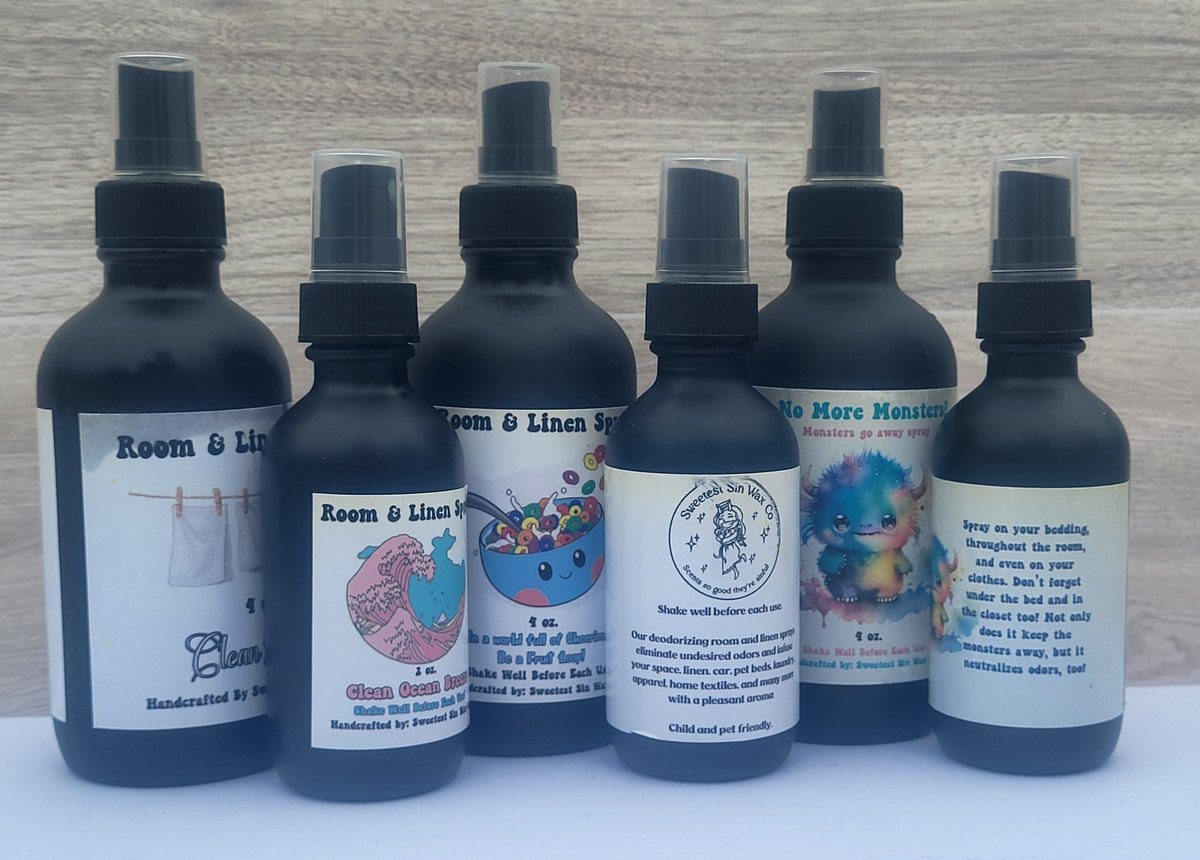 Deodorizing Room & Linen Sprays (more than pictured) | Sweetest Sin Wax Co
