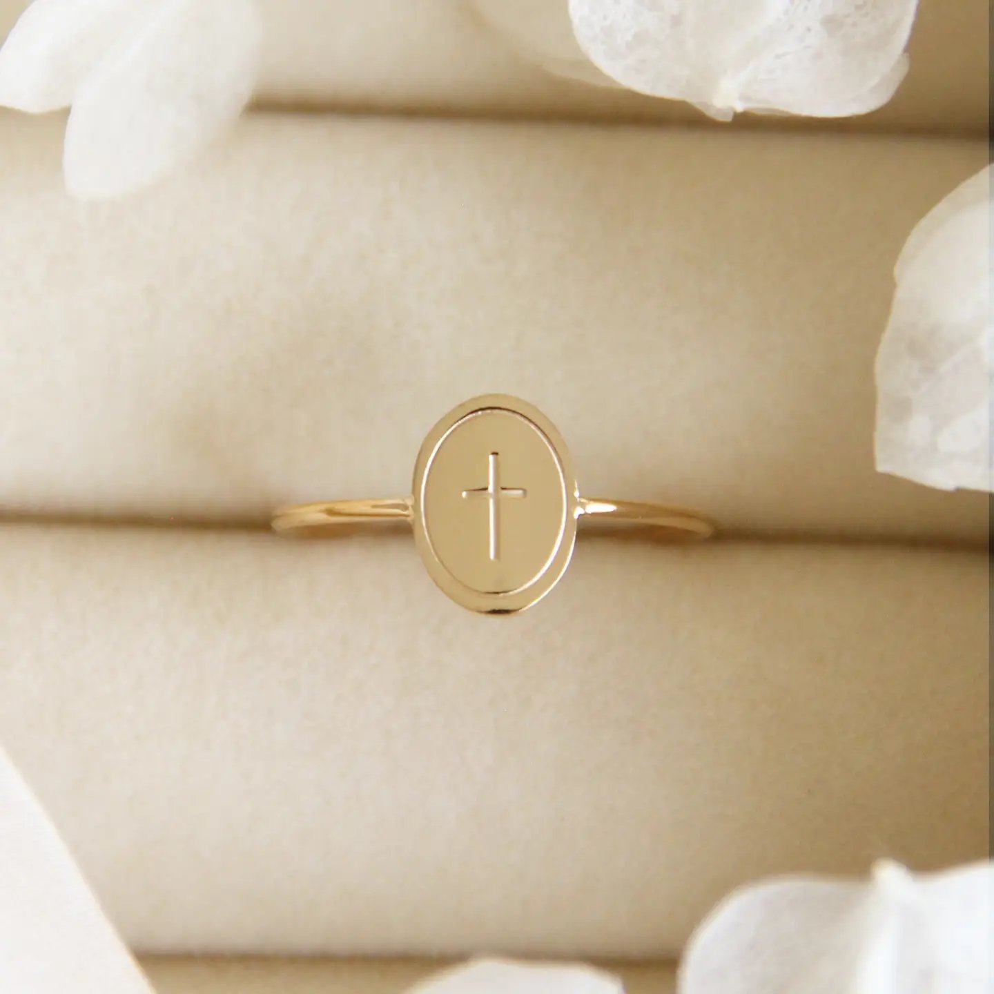 Oval Engraved Cross Ring 🕊️ | CHOSEN & FREE