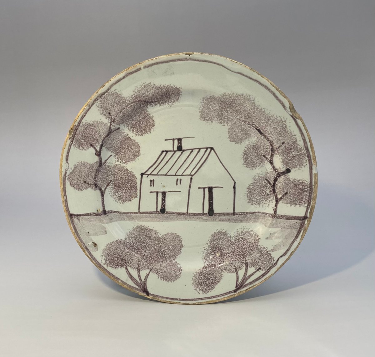 Early Eighteenth Century English Delft ‘Farm House’ Plate ; Bristol, c ...