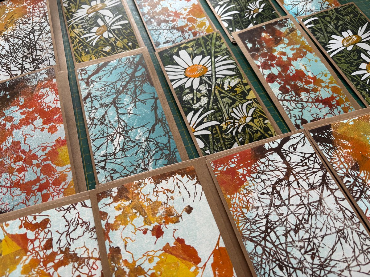 Mix pack of 5 linocut cards | Susan Noble: Artist/Printmaker