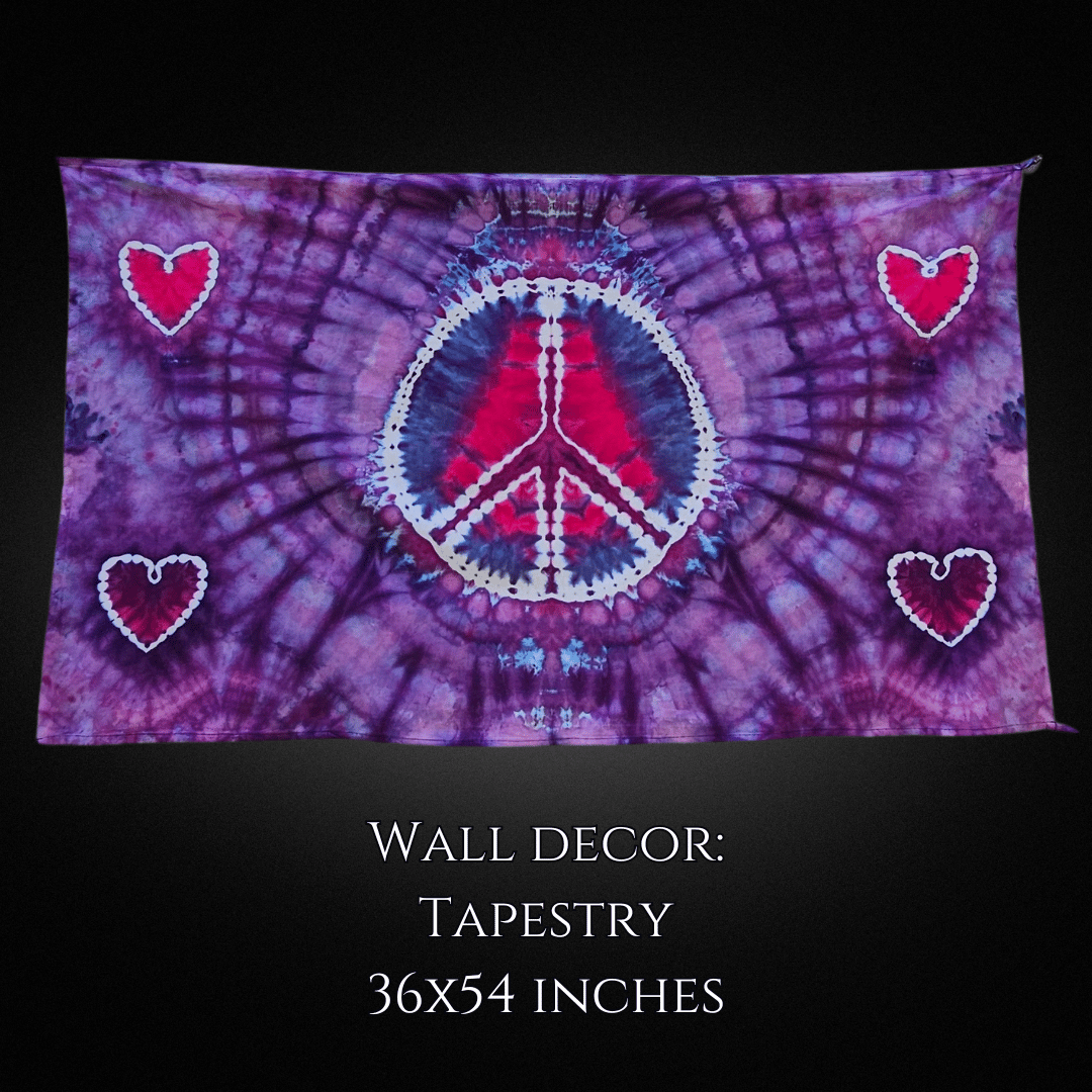 Peace & Love Tie Dye (36x54 inches) Tapestry | Dyed By Her