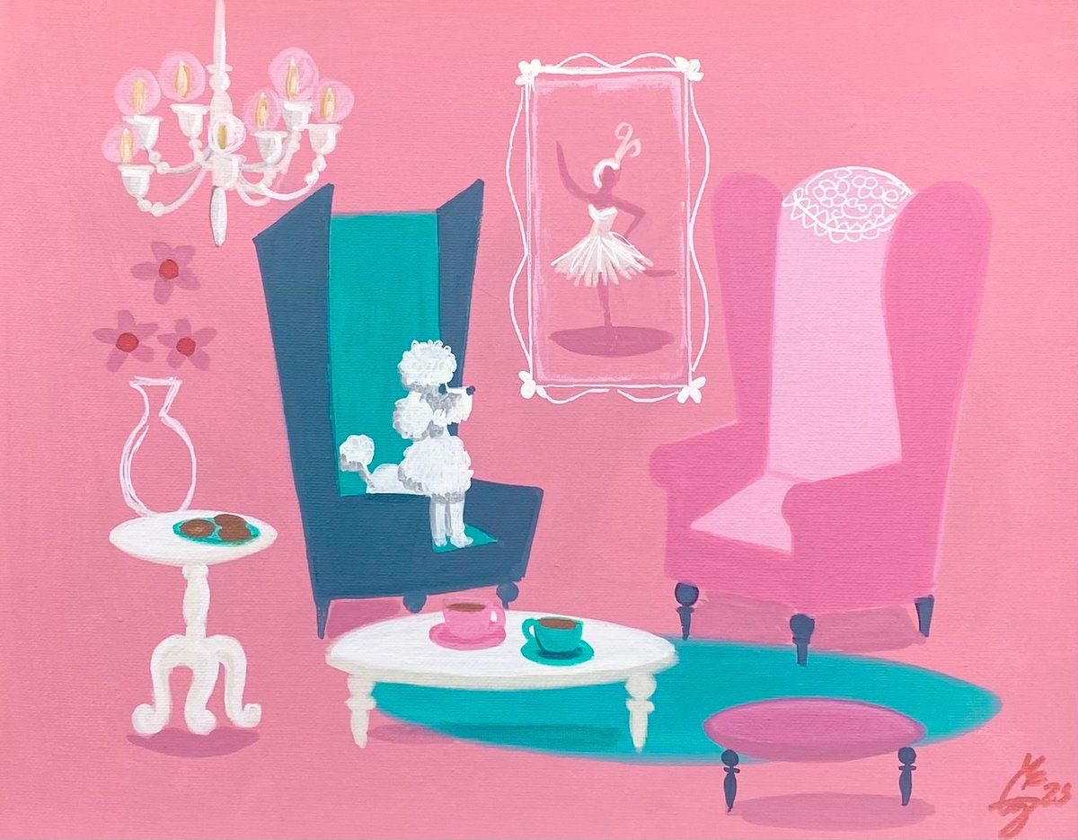 Poodle in Pink - 8x10 | El Gato Gomez