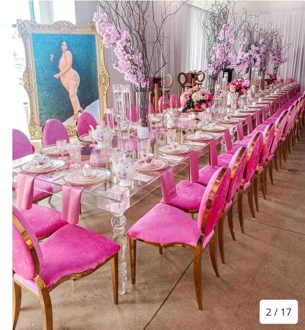 Kunakeys Luxury Decor & Party Rentals — Hot pink velvet luxury chair