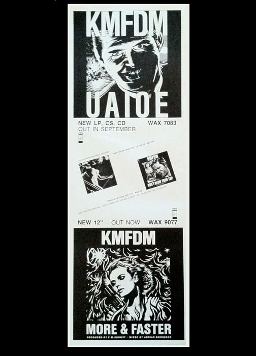 KMFDM-UAIOE, More & Faster /Original Promo Poster | Wax Trax! Records