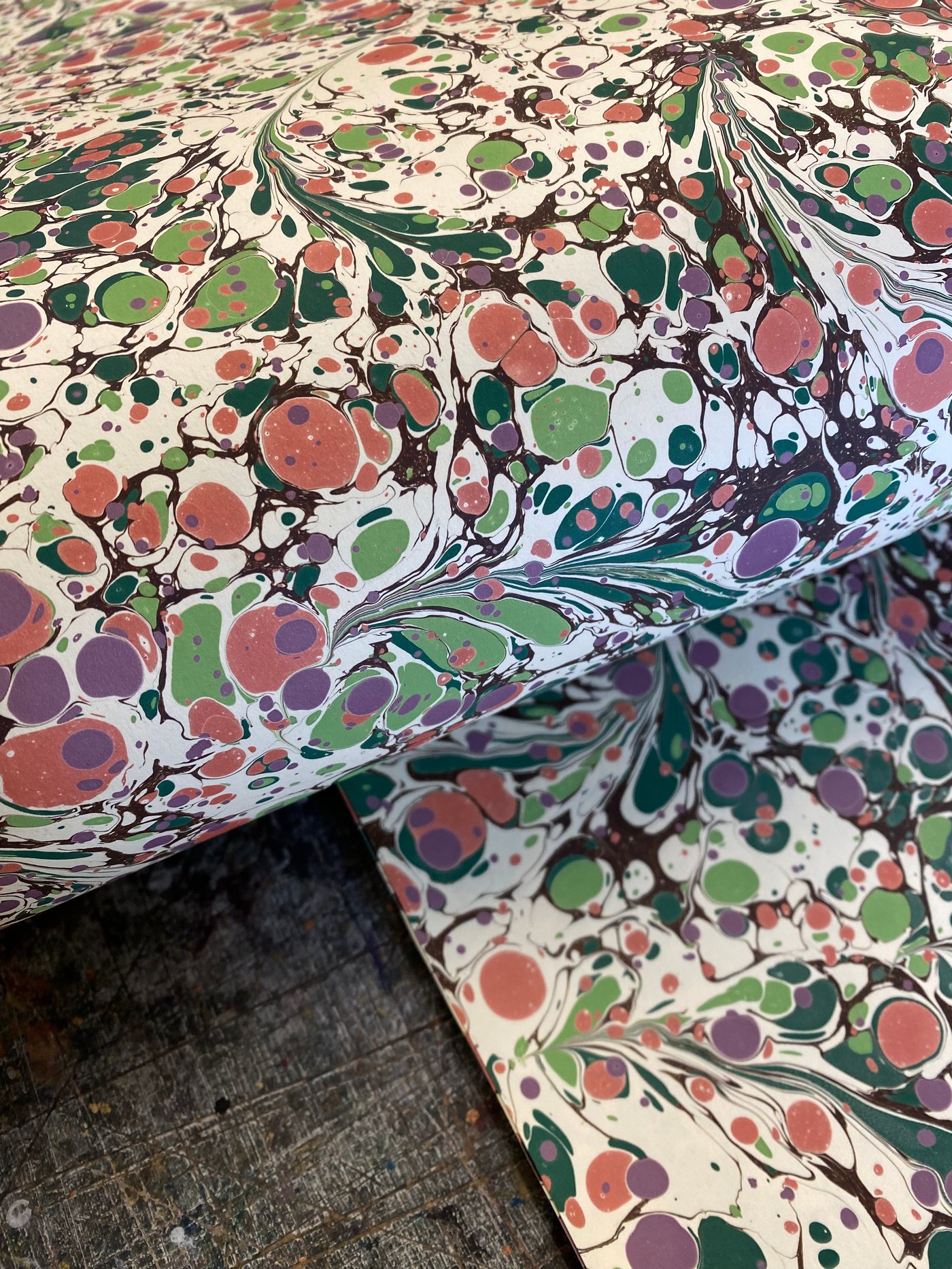 Marbled Paper #13 'Floral Botanical' Marbled Paper | Jemma Lewis ...