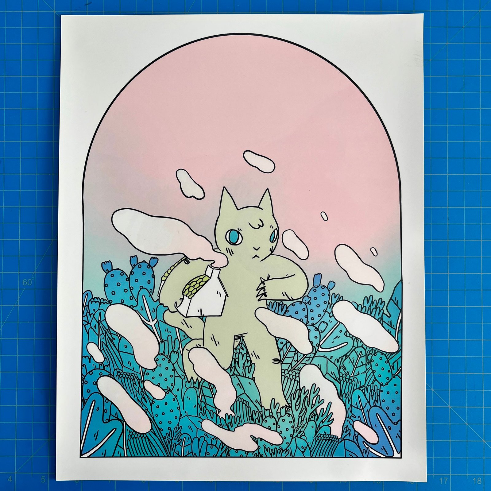 Cat with Little House Poster / Deth P. Sun