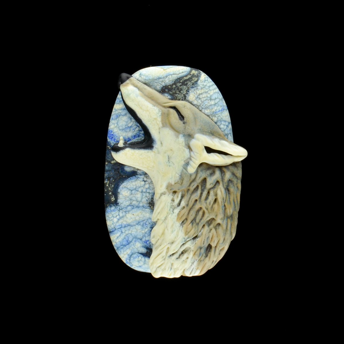 XL. Singing Coyote - Flamework Glass Sculpture Bead | Joy Munshower