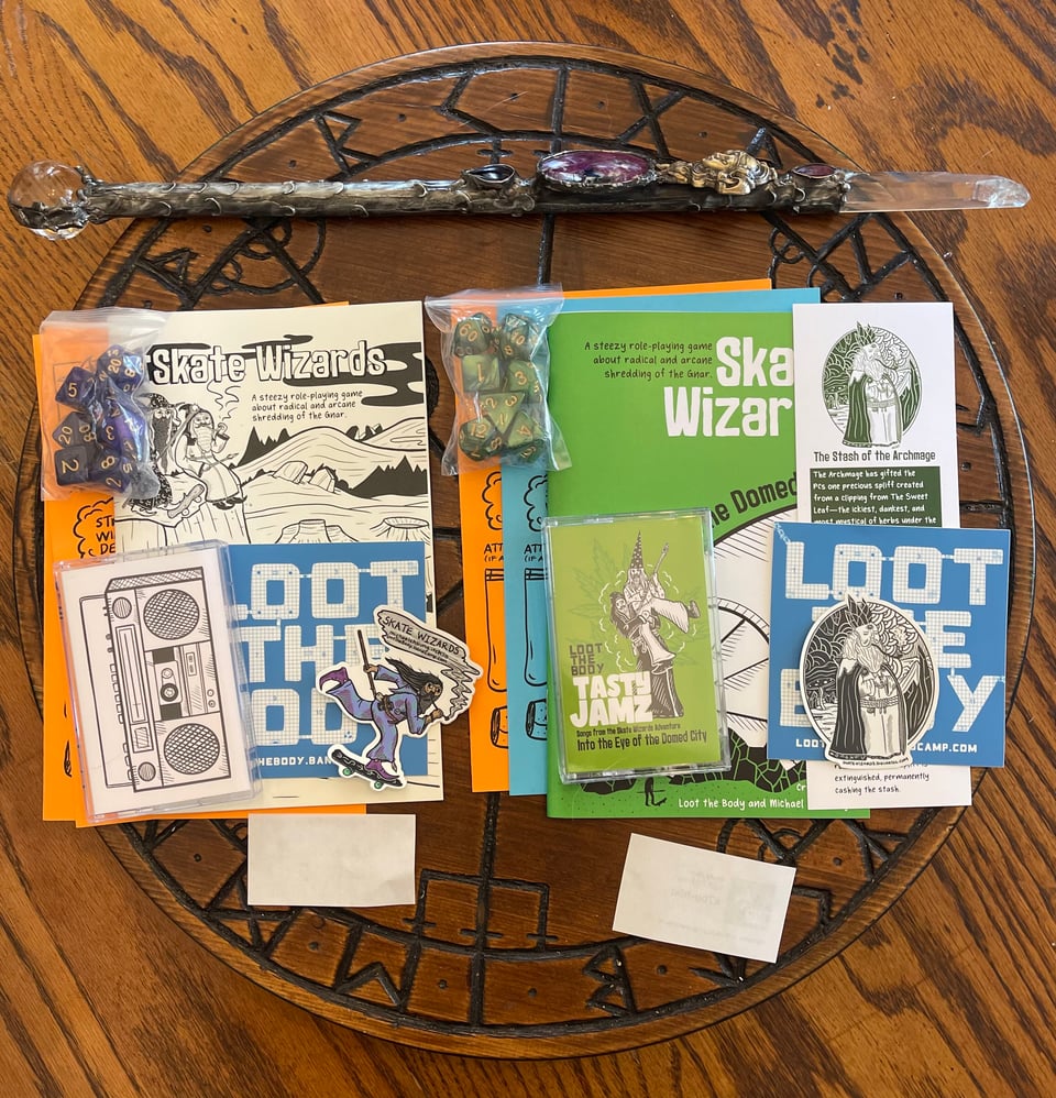 UPDATED version | Skate Wizard RPG Zine + Cassette, dice, sticker ...