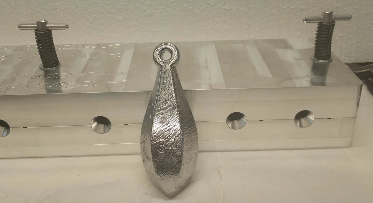 34 oz Bank Sinker 8 Cavity Production Mold | Lake Side Molds ...